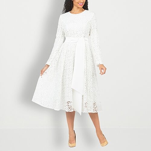 Click here for Giovanna Signature Womens Midi Round Neck Long Sle... prices