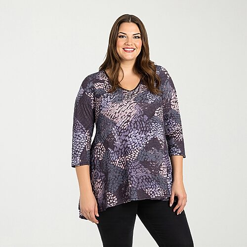 Click here for Plus Size 24/7 Comfort Apparel Grey Abstract V-Nec... prices