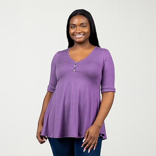 Click here for Plus Size 24/7 Comfort Apparel Elbow Sleeve Henley... prices