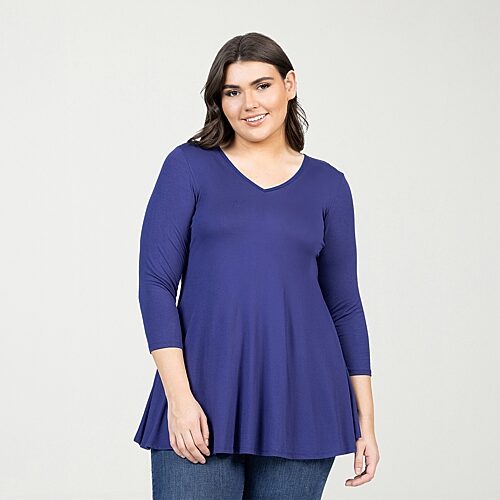Click here for Plus Size 24/7 Comfort Apparel 3/4 Sleeve V-Neck T... prices