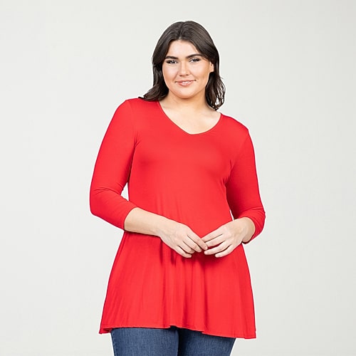 Click here for Plus Size 24/7 Comfort Apparel 3/4 Sleeve V-Neck T... prices