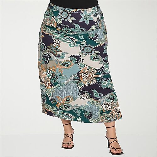 Click here for Plus Size 24/7 Comfort Apparel Green Paisley Maxi... prices