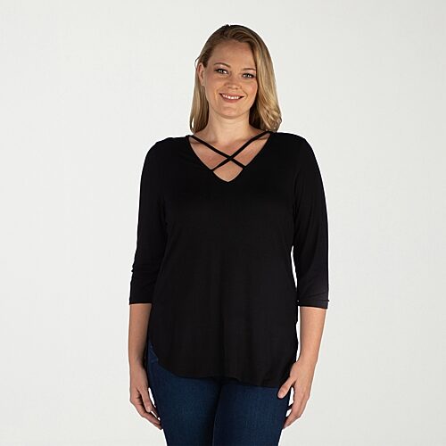 Click here for Plus Size 24/7 Comfort Apparel Criss-Cross Round H... prices