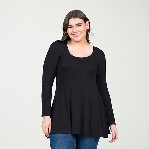 Click here for Plus Size 24/7 Comfort Apparel Long Sleeve Swing T... prices