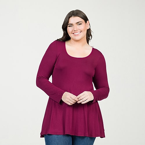 Click here for Plus Size 24/7 Comfort Apparel Long Sleeve Swing T... prices