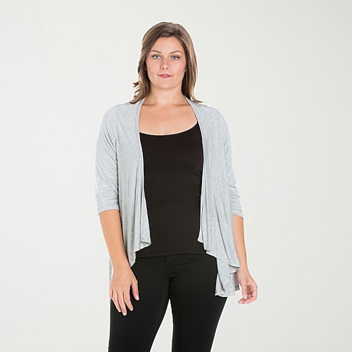 Click here for Plus Size 24/7 Comfort Apparel Elbow Sleeve Open C... prices