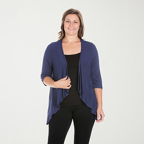 Click here for Plus Size 24/7 Comfort Apparel Elbow Sleeve Open C... prices