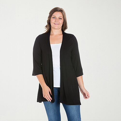 Click here for Plus Size 24/7 Comfort Apparel Elbow Sleeve Open F... prices