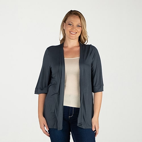 Click here for Plus Size 24/7 Comfort Apparel Elbow Sleeve Open F... prices