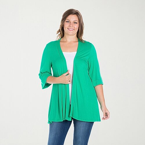 Click here for Plus Size 24/7 Comfort Apparel Elbow Sleeve Open F... prices