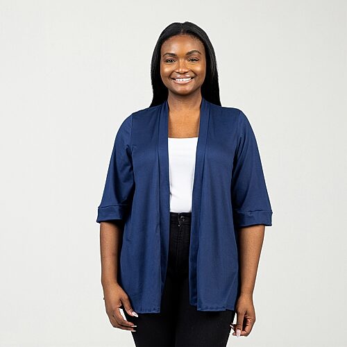 Click here for Plus Size 24/7 Comfort Apparel Elbow Sleeve Open F... prices