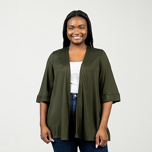 Click here for Plus Size 24/7 Comfort Apparel Elbow Sleeve Open F... prices