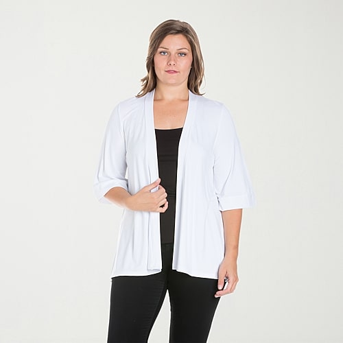 Click here for Plus Size 24/7 Comfort Apparel Elbow Sleeve Open F... prices