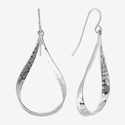 Click here for Athra Fine Silver-Plated Curved Teardrop Drop Earr... prices