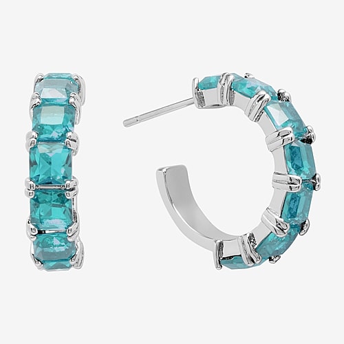 Click here for Sparkle Allure Womens Blue Crystal 18.2mm Hoop Ear... prices