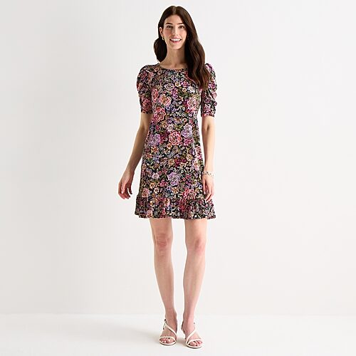 Click here for MSK Womens Round Neck Short Sleeve Floral Shift Dr... prices