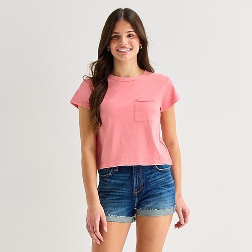 Click here for Arizona Womens Juniors Crew Neck Short Sleeve T-Sh... prices