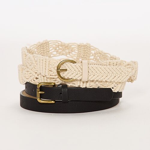 a.n.a Macarame And Solid Belt Set 2-pc. Womens Belt  Large  White