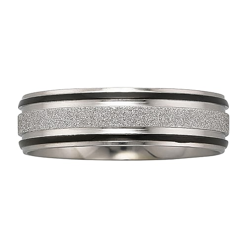 Click here for Mens 7mm Band Stainless Steel  13  Black prices