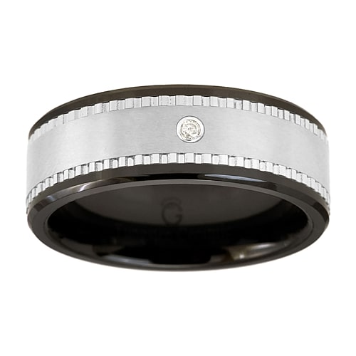 Click here for Mens Black Ceramic Ring w/ Tungsten & Diamond Acce... prices
