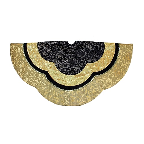 Click here for 48 Black and Gold Velveteen Floral Scallop Christm... prices