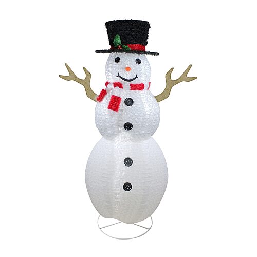 Click here for 6 Pre-Lit Chenille Swirl Large Snowman with Top Ha... prices