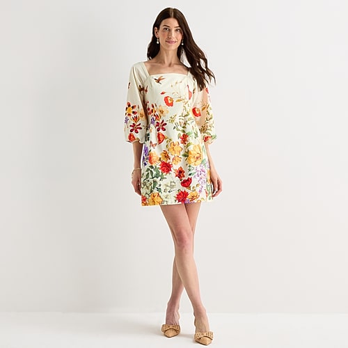 Click here for Brannan Womens Square Neck Elbow Sleeve Floral She... prices