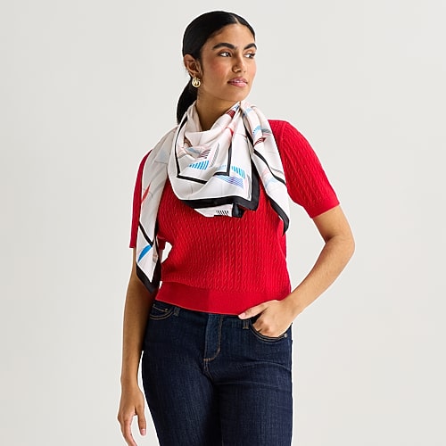 Click here for Mixit Sailboat Print Square Scarf  One Size  White prices