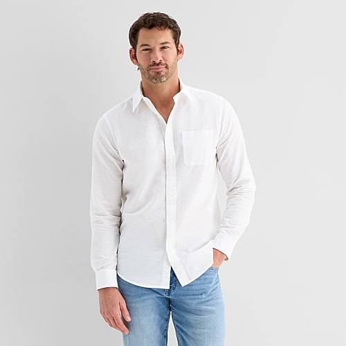 Click here for St. Johns Bay Slub Mens Long Sleeve Regular Fit Bu... prices