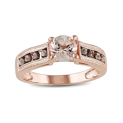 Click here for Genuine Morganite and Smoky Quartz 14K Rose Gold O... prices