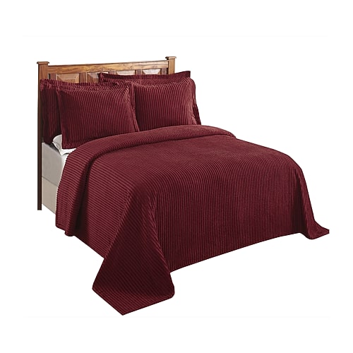 Better Trends Jullian Stripes Bedspread  One Size  Red