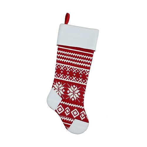 Click here for 21.5 Red and White Knitted Snowflake Christmas Sto... prices