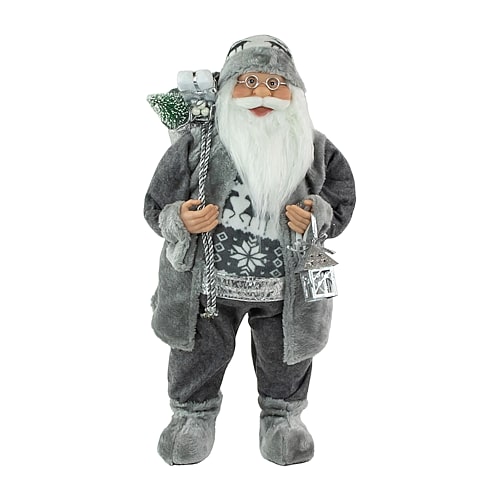 Click here for 24 Gray and White Santa Claus with Lantern Christm... prices