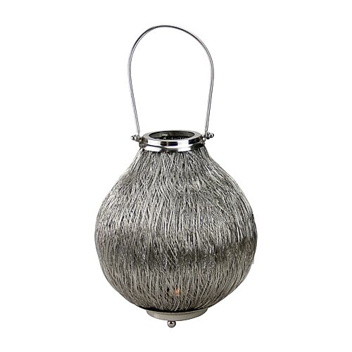 18.5 Urban Life Contemporary Silver Tea Light Candle Holder Lantern  One Size  Silver