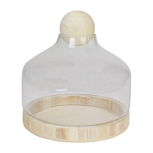 Click here for 12.5 Clear Glass Hurricane with Wooden Lid and Bas... prices