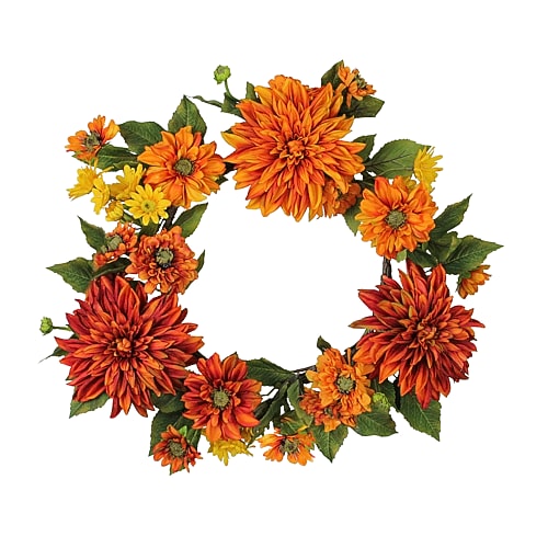 Click here for Mums and Daisies Twig Artificial Floral Wreath Ora... prices