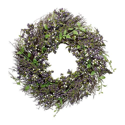 Purple Mini Berry Artificial Thanksgiving Wreath 22-Inch Unlit  One Size  Purple