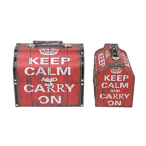 Click here for Set of 2 Red and White Keep Calm and Carry On Deco... prices