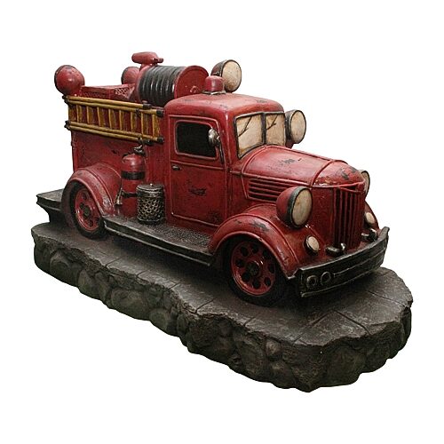 Click here for 38 Lighted Red and Black Vintage Fire Truck Outdoo... prices