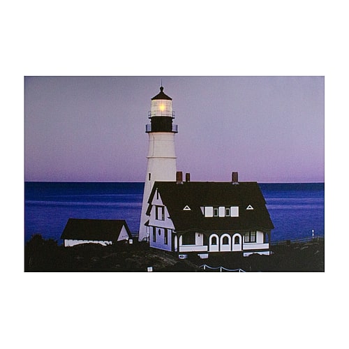 Click here for LED Lighted Dusk Lighthouse Seaside Scene Canvas W... prices
