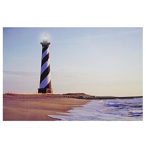 Click here for LED Lighted Lighthouse Seaside Beach Scene Canvas... prices