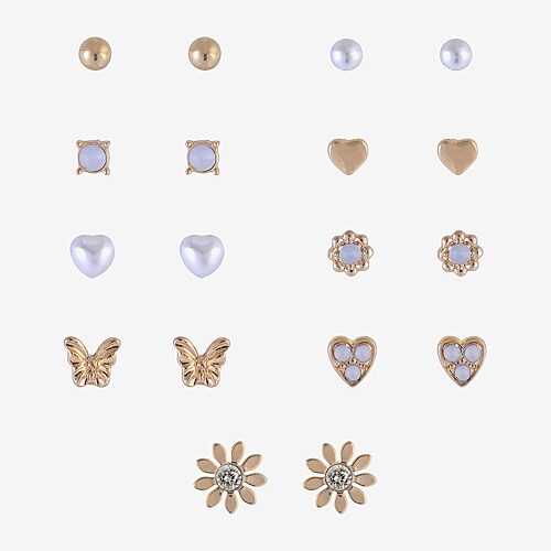 Click here for Arizona Womens Heart 9 Pair Earring Set  One Size... prices