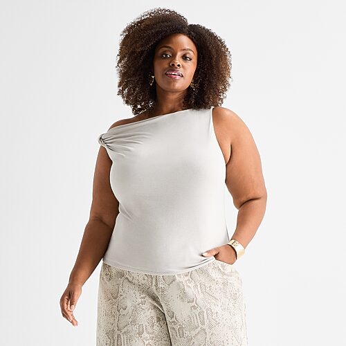 Click here for Ashley Graham Womens Sleeveless Tank Top  1x  Gray prices
