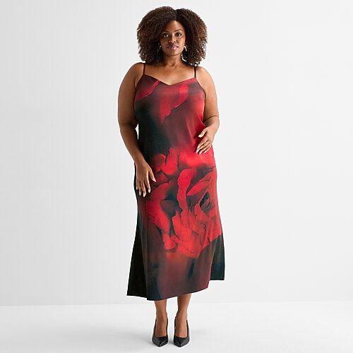 Click here for Ashley Graham Womens Satin Slip Dress  16w  Red prices
