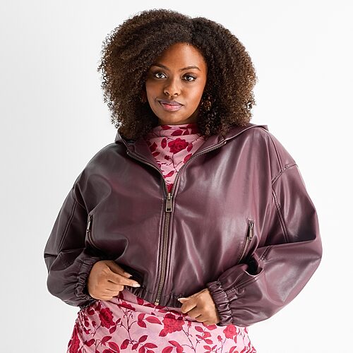 Click here for Ashley Graham Womens Plus Cropped Bomber Jacket  2... prices