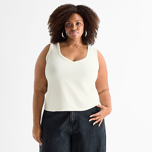 Click here for Ashley Graham Womens Plus U Neck Tank  3x  White prices
