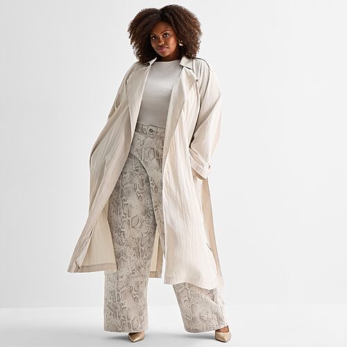 Click here for Ashley Graham Womens Plus Lightweight Trench Coat... prices