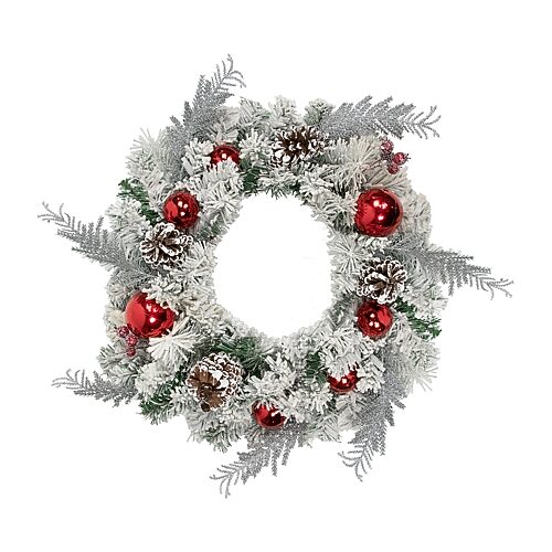 Click here for Flocked Pine with Red Ornaments Artificial Christm... prices