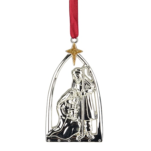 Click here for 3.75 Silver-Plated Nativity Scene Christmas Orname... prices