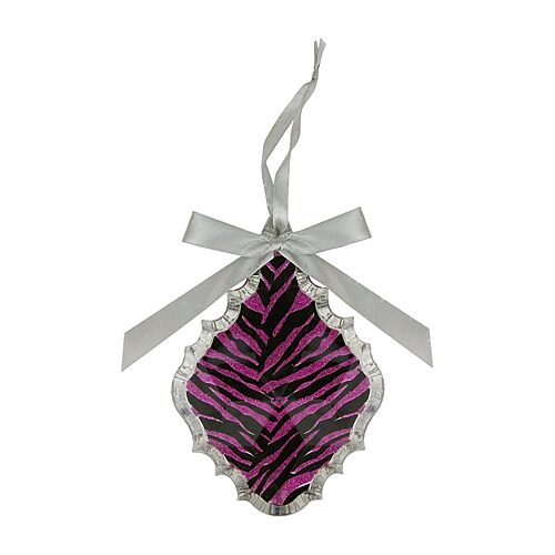 Click here for 5.5 Glittered Magenta Pink Zebra Print Teardrop Pr... prices